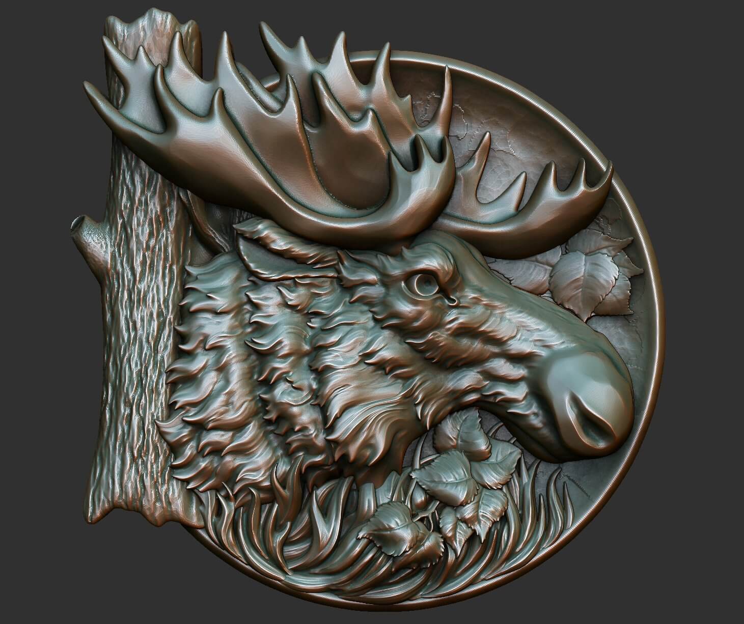 Moose Bas-Relief 3D Model by JoFox