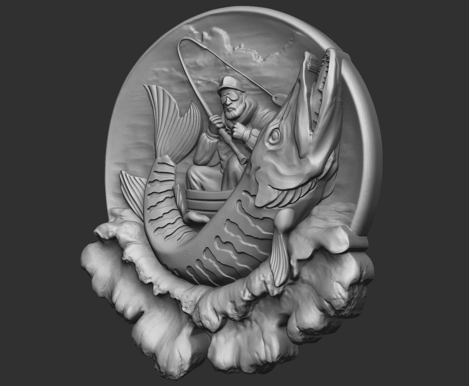 Fisher Bas-Relief 3D Model by JoFox