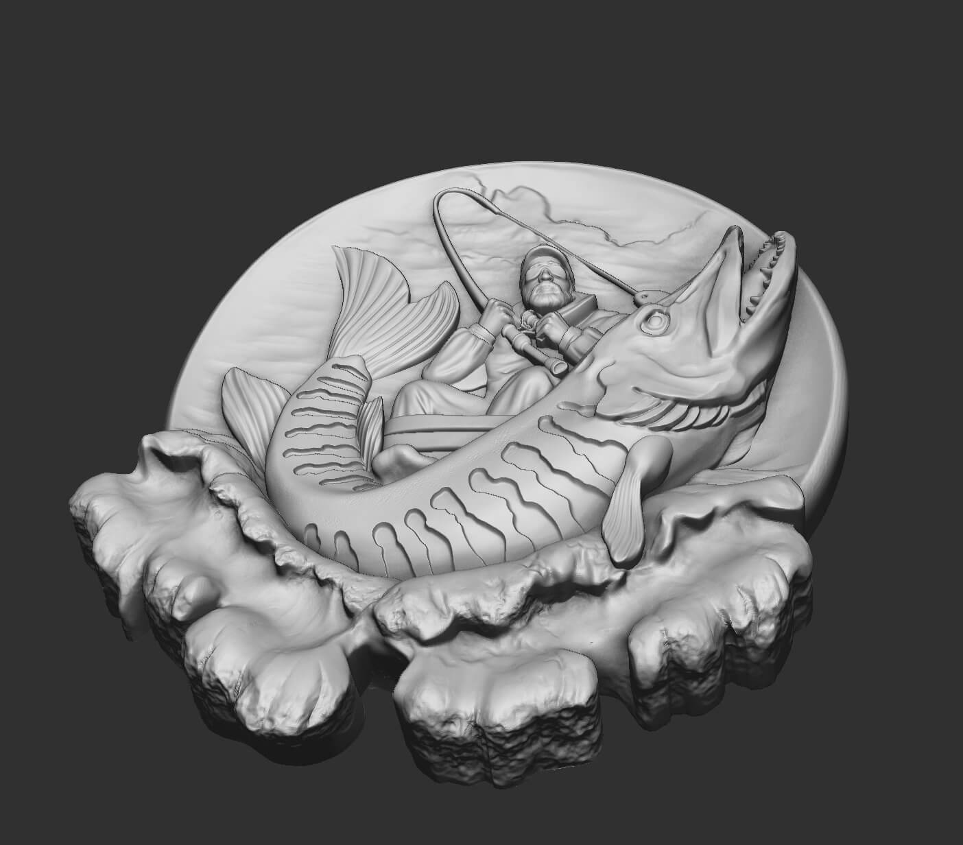 Fisher Bas-Relief 3D Model by JoFox