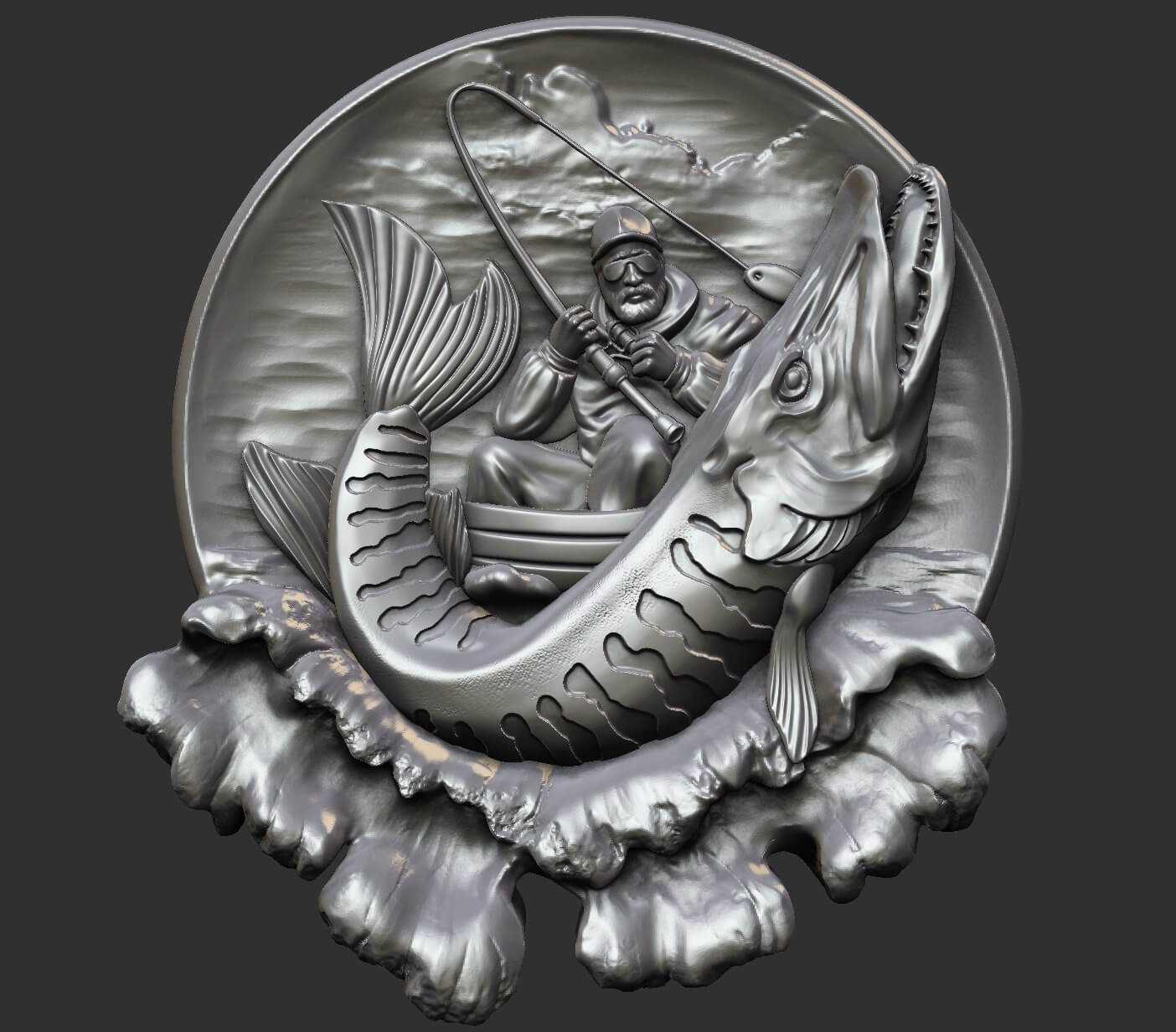 Fisher Bas-Relief 3D Model by JoFox