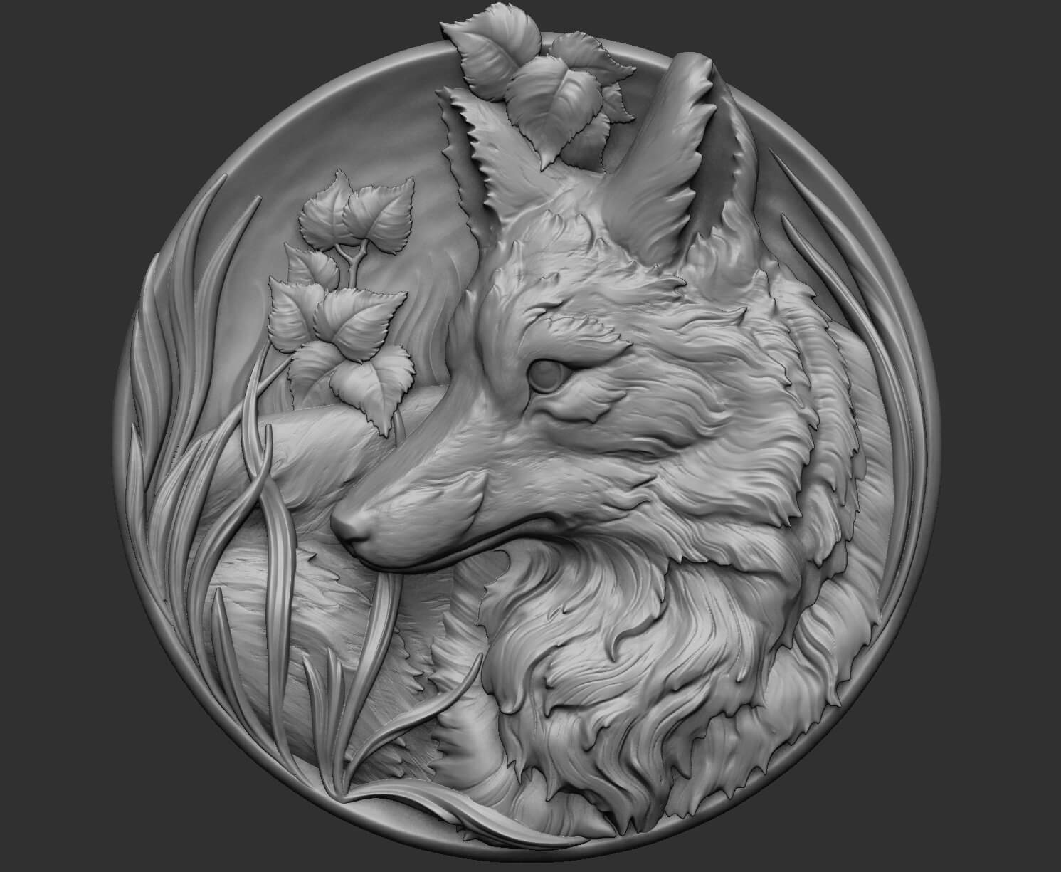 Fox Bas-Relief 3D Model by JoFox