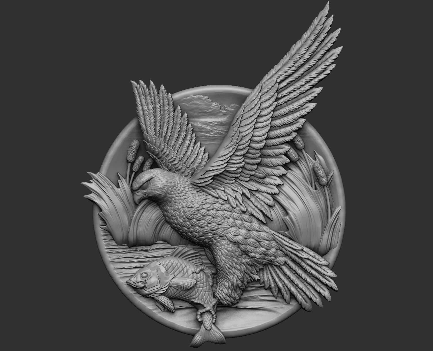 Hawk Bas-Relief 3D Model by JoFox