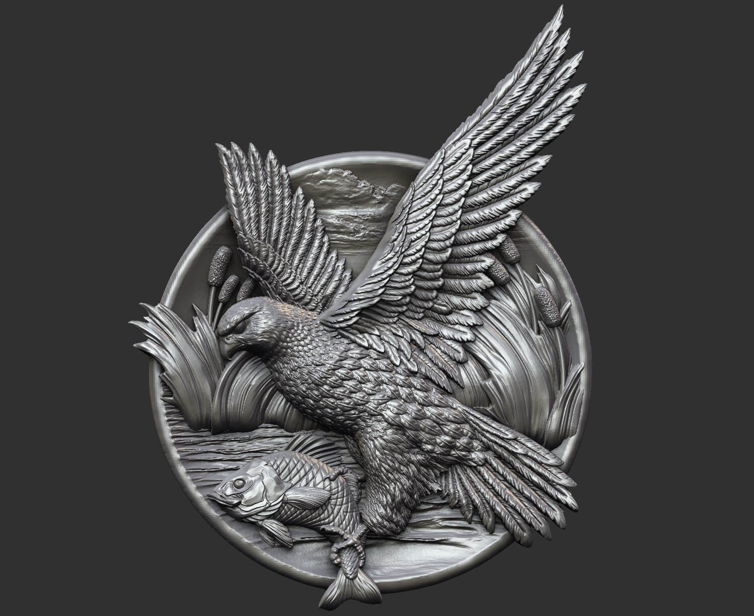 Hawk Bas-Relief 3D Model by JoFox