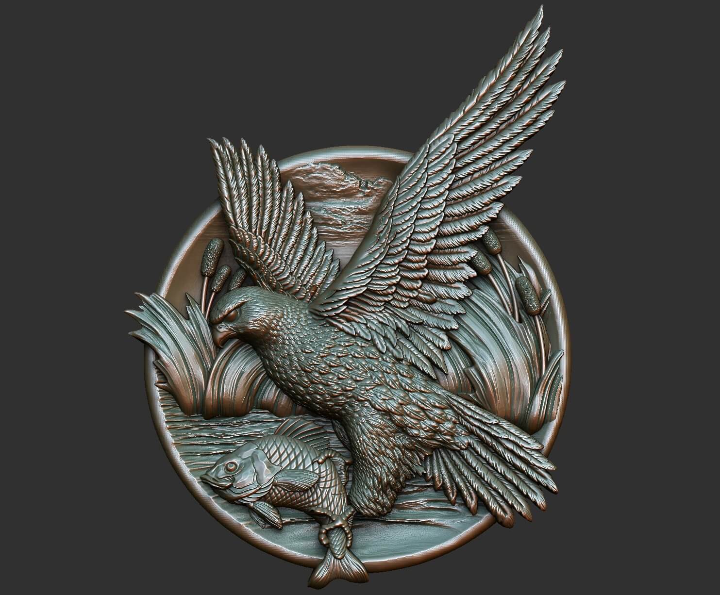 Hawk Bas-Relief 3D Model by JoFox
