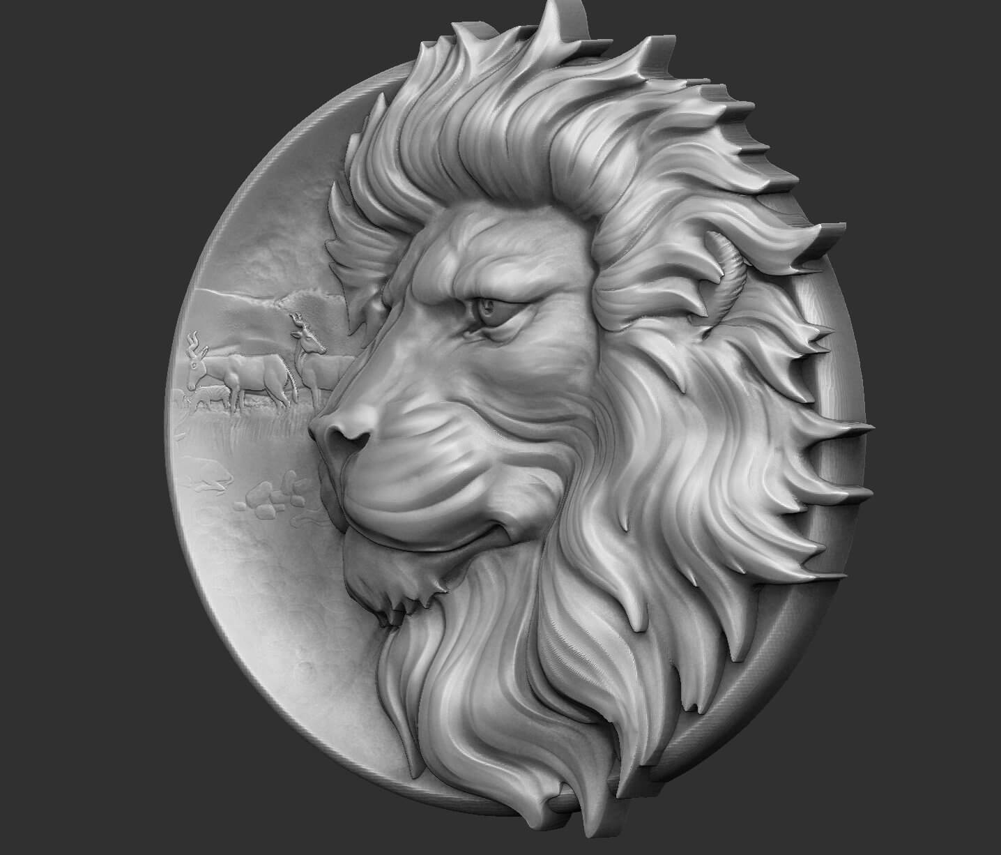 Lion Bas-Relief 3D Model by JoFox
