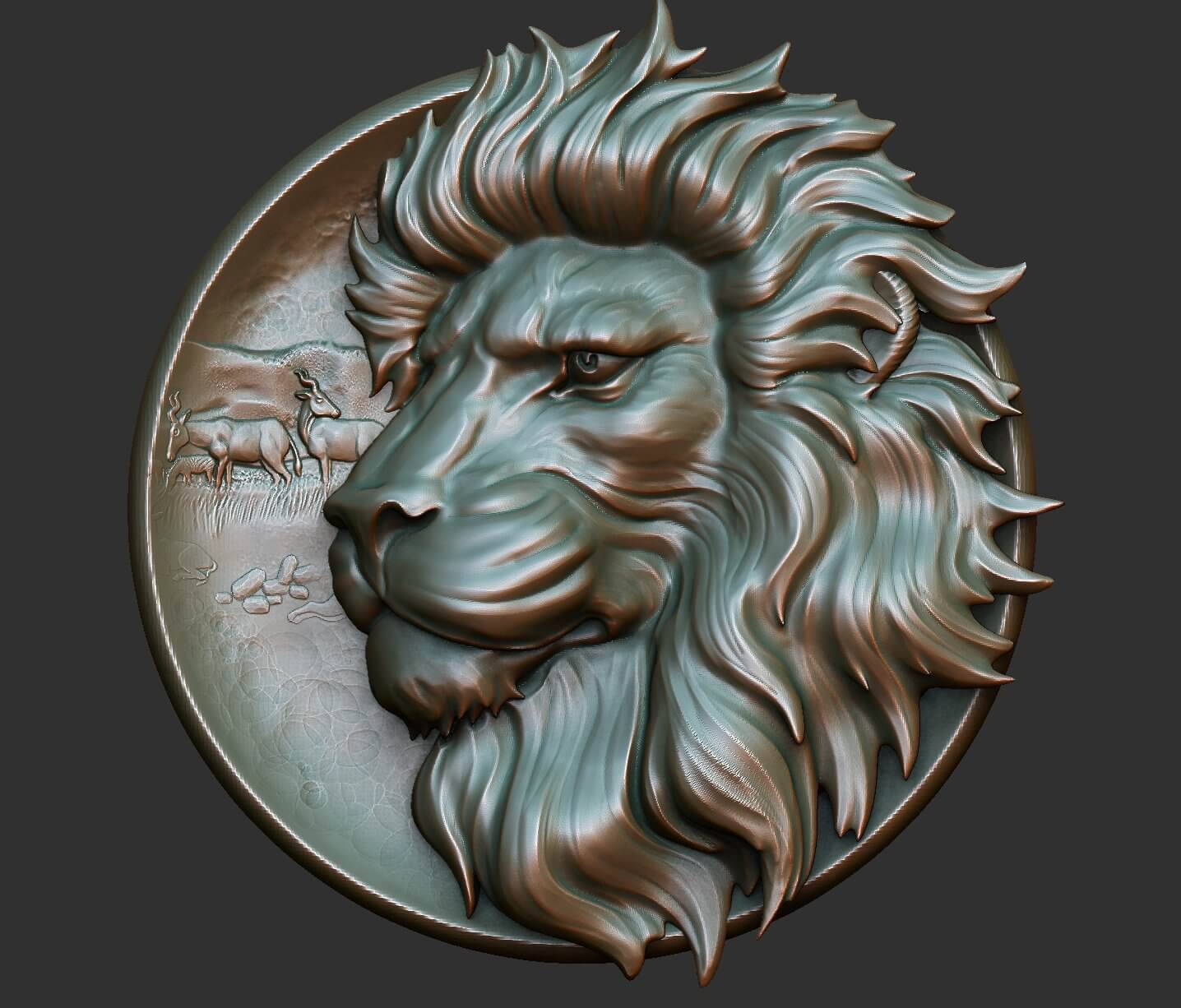 Lion Bas-Relief 3D Model by JoFox