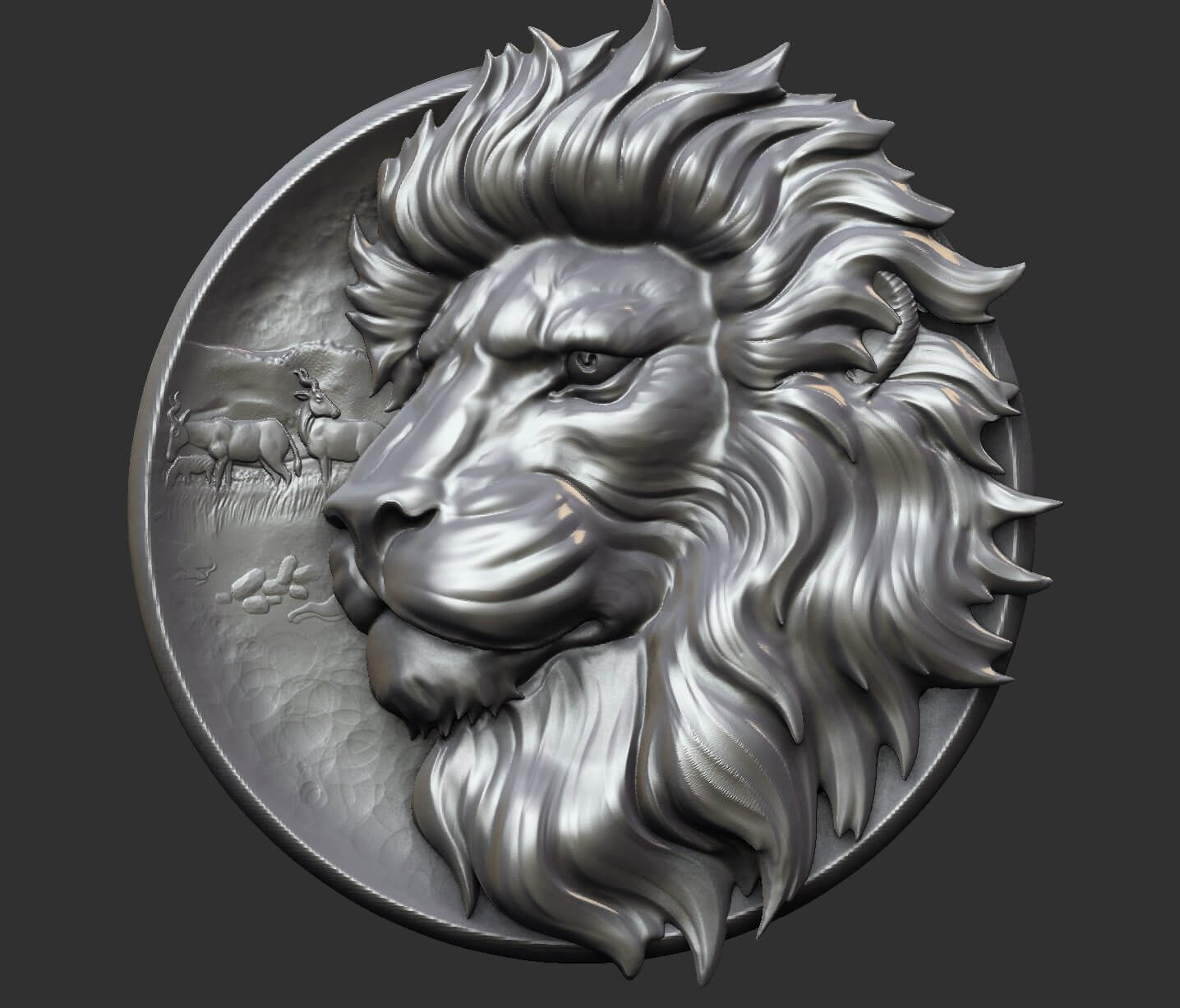 Lion Bas-Relief 3D Model by JoFox