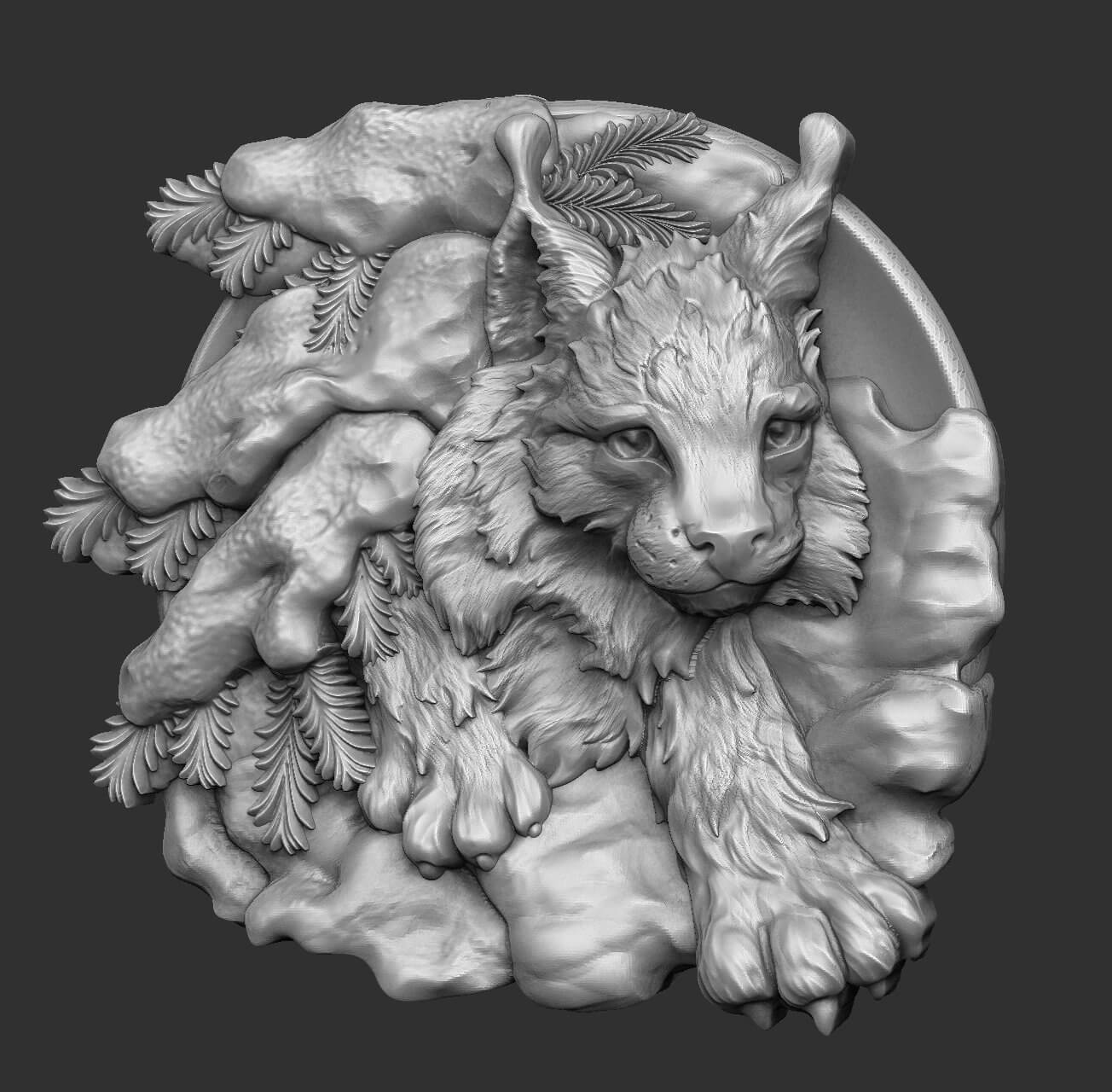 Lynx Bas-Relief 3D Model by JoFox