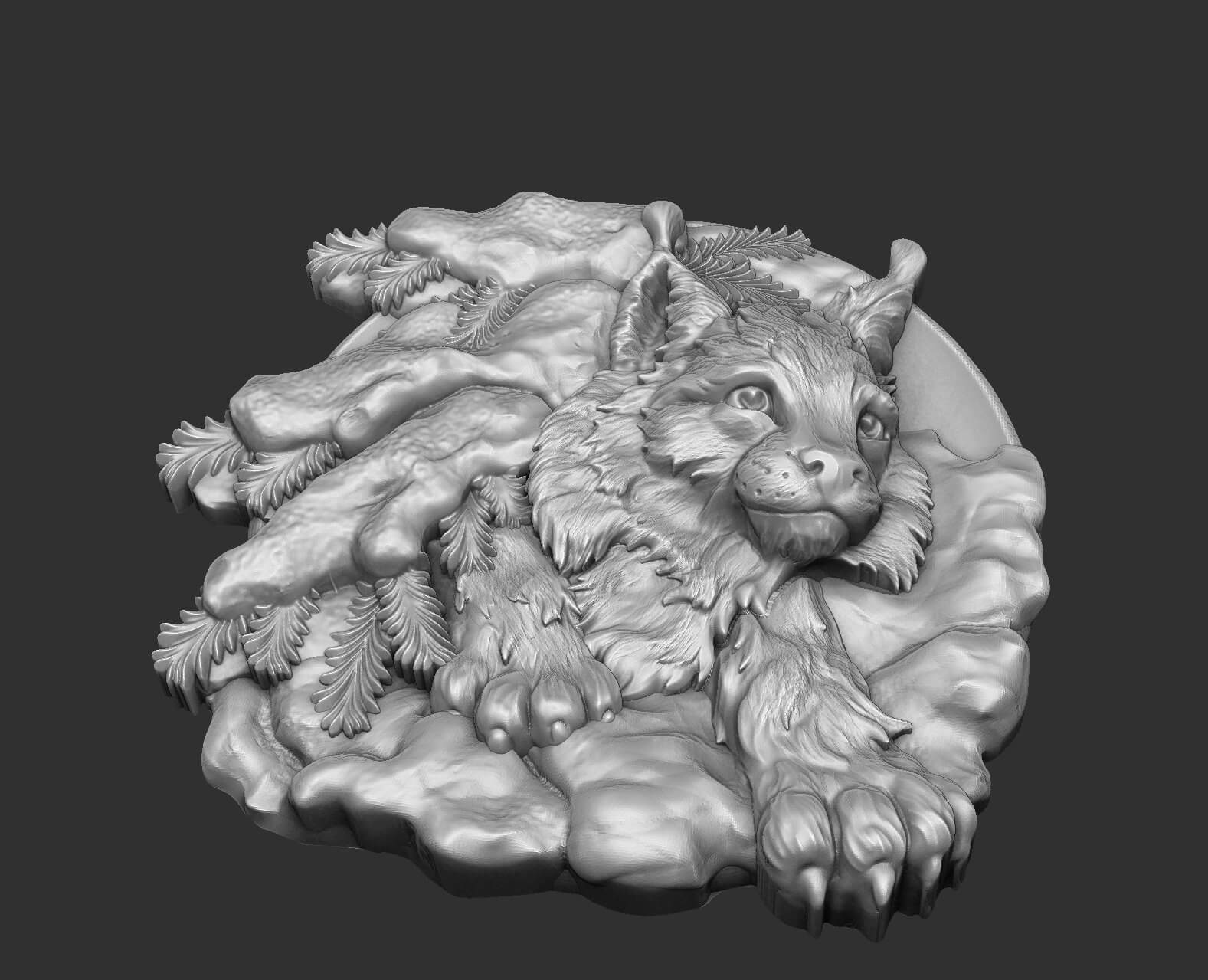 Lynx Bas-Relief 3D Model by JoFox