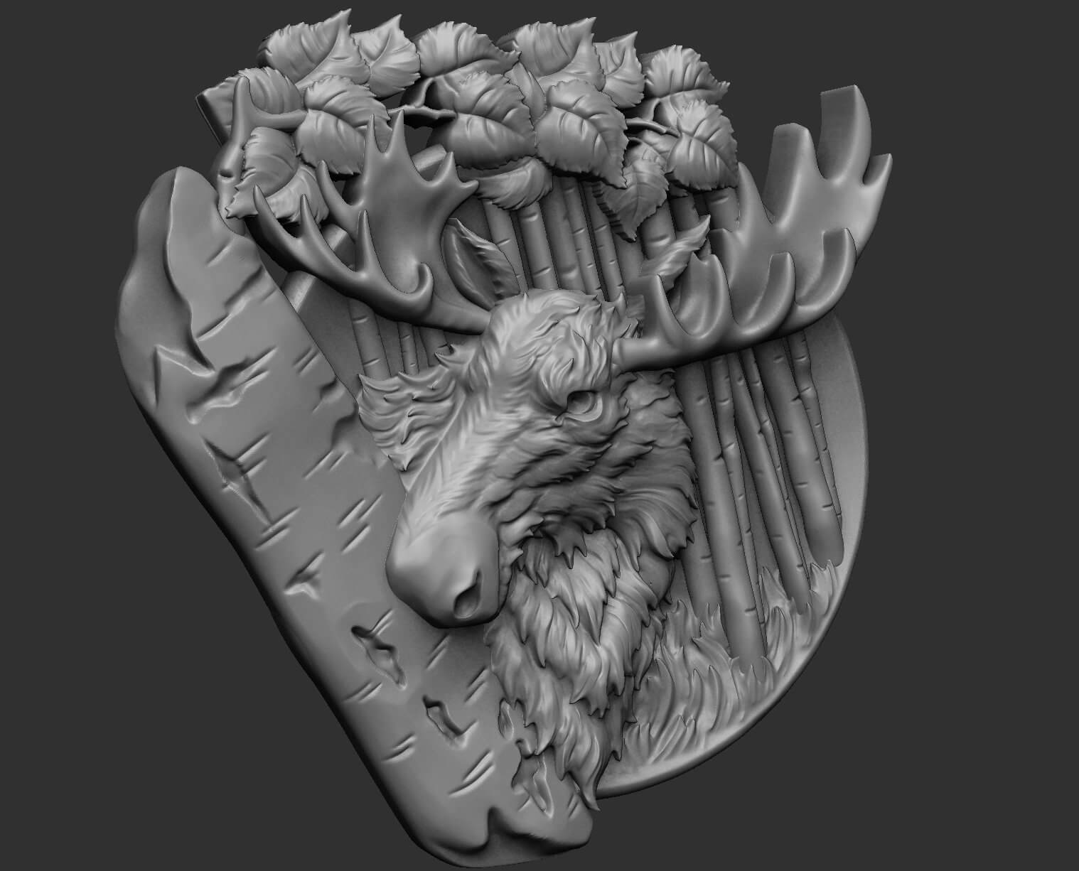 Moose Bas-Relief 3D Model by JoFox