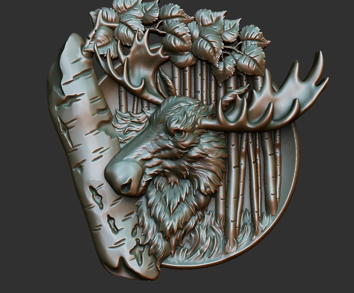 Moose Bas-Relief 3D Model by JoFox