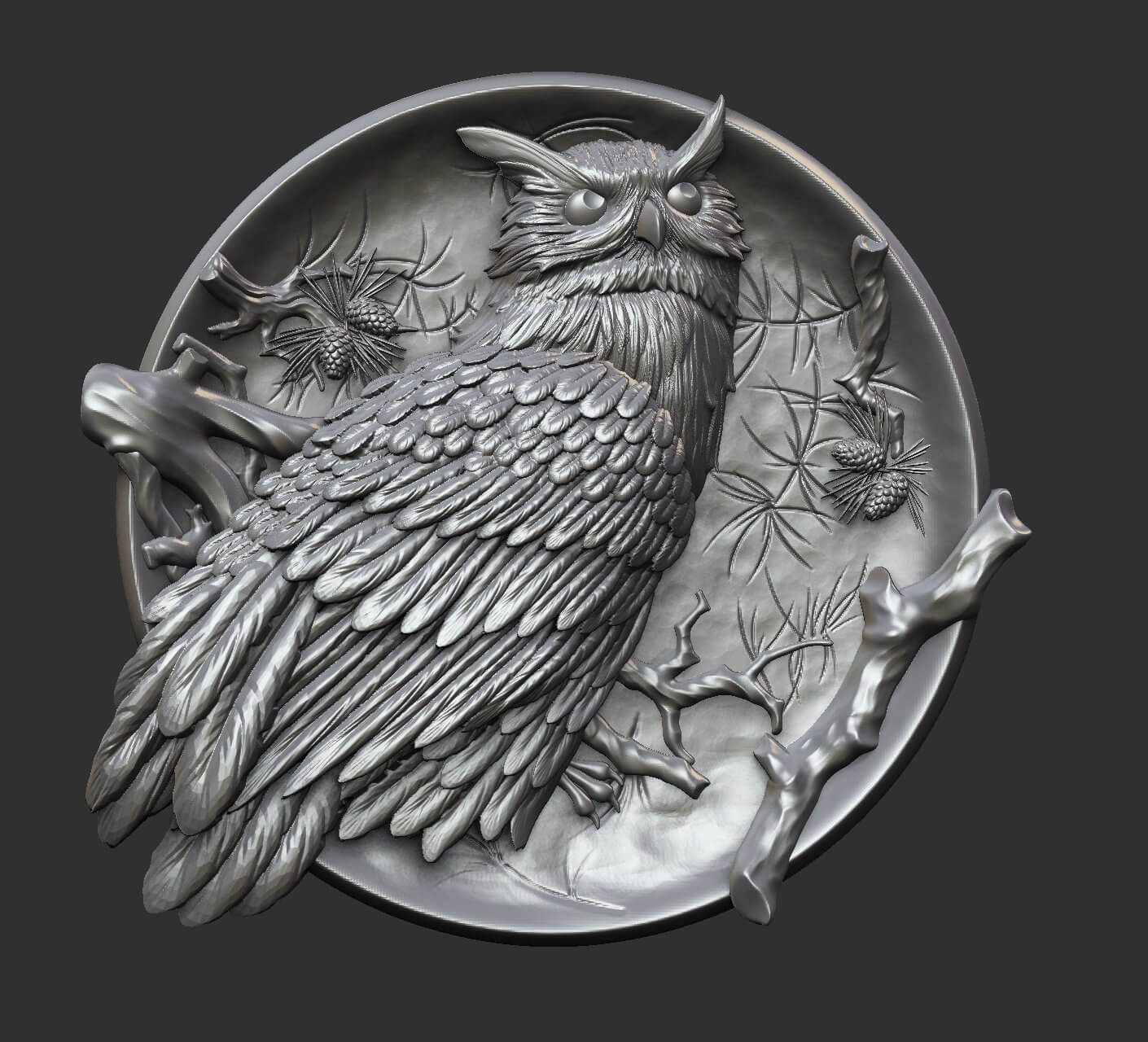 Owl Bas-Relief 3D Model by JoFox