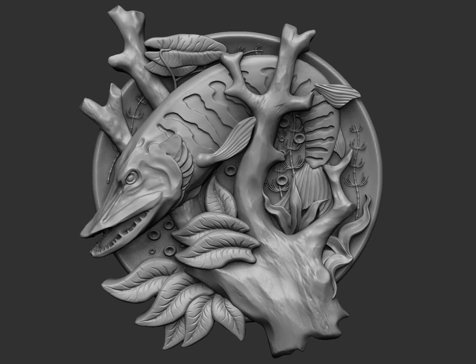 Pike Bas-relief 3D Print Model by JoFox