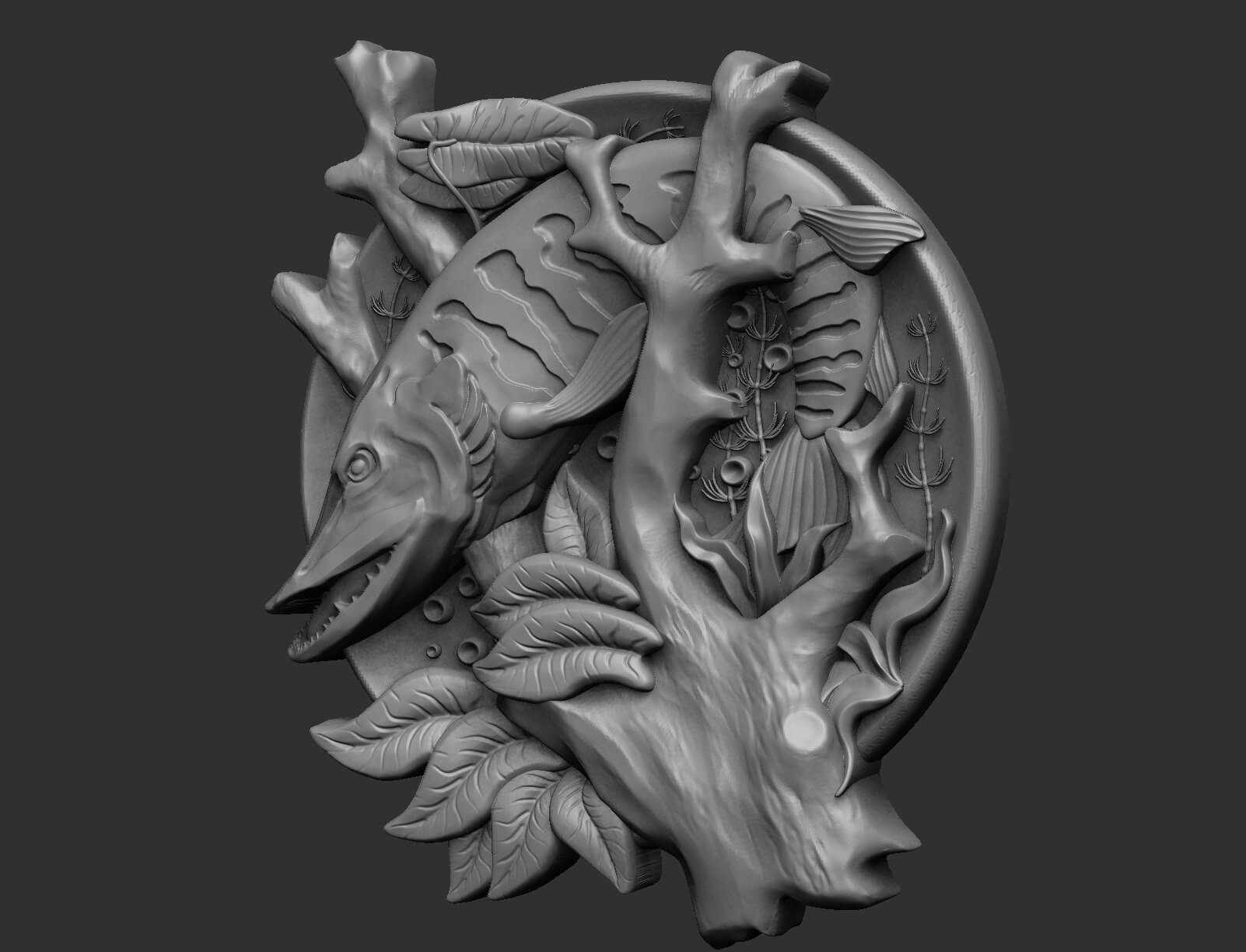 Pike Bas-relief 3D Print Model by JoFox