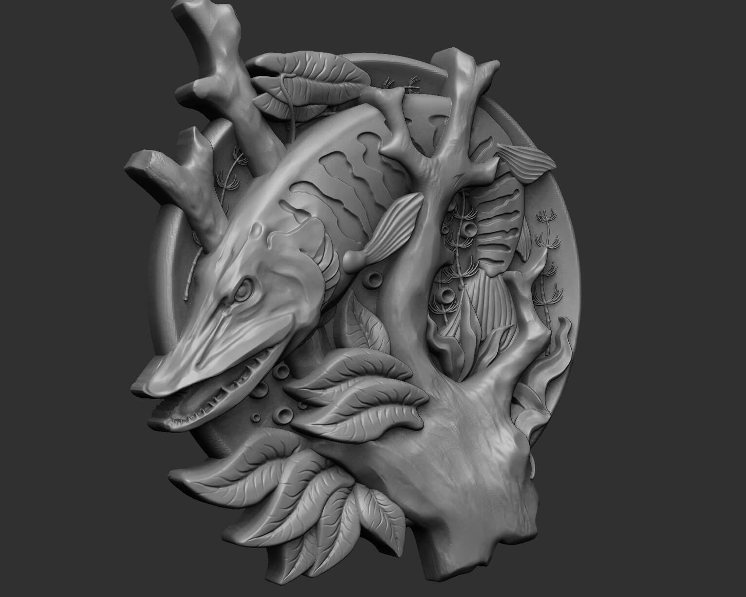 Pike Bas-relief 3D Print Model by JoFox