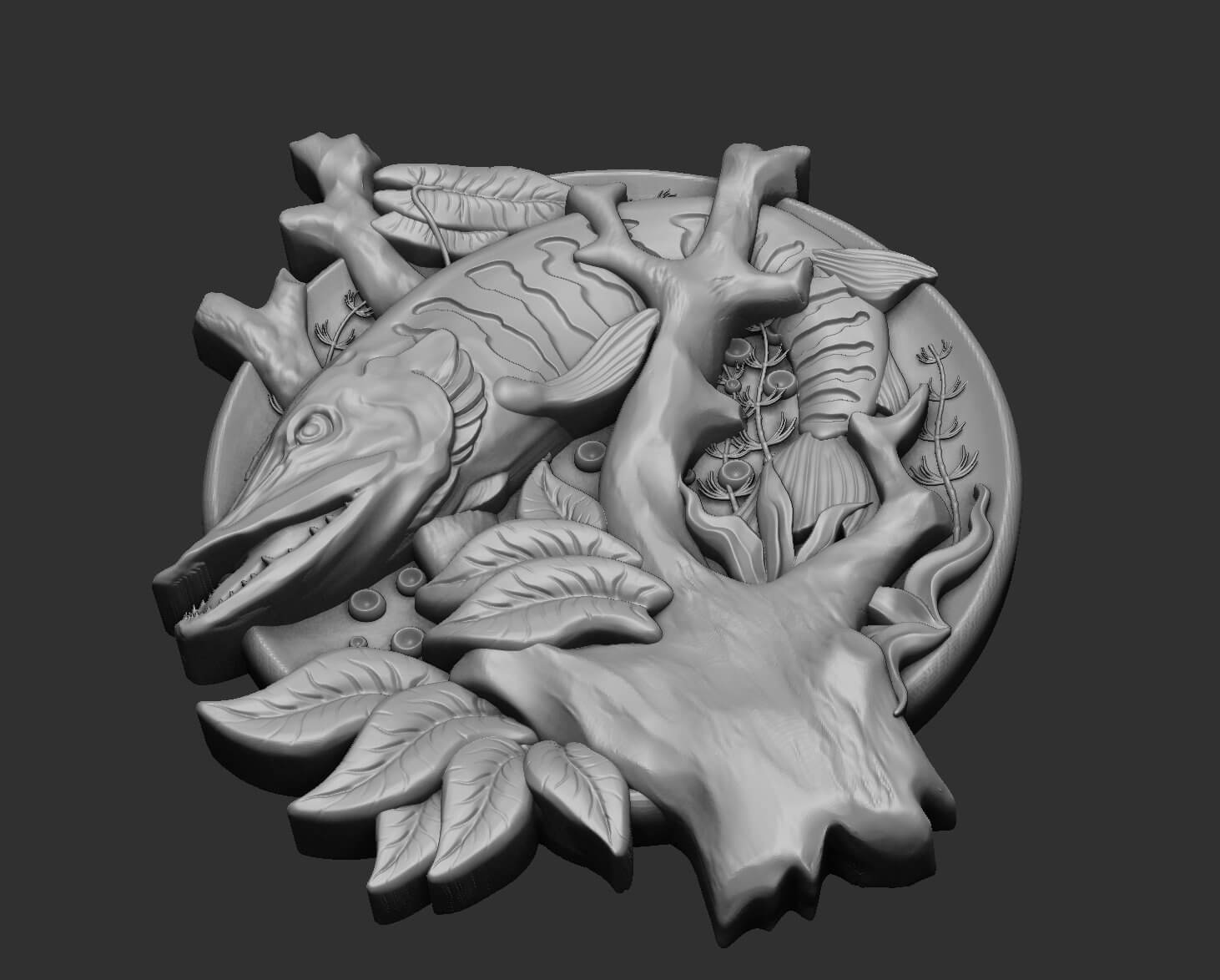 Pike Bas-relief 3D Print Model by JoFox