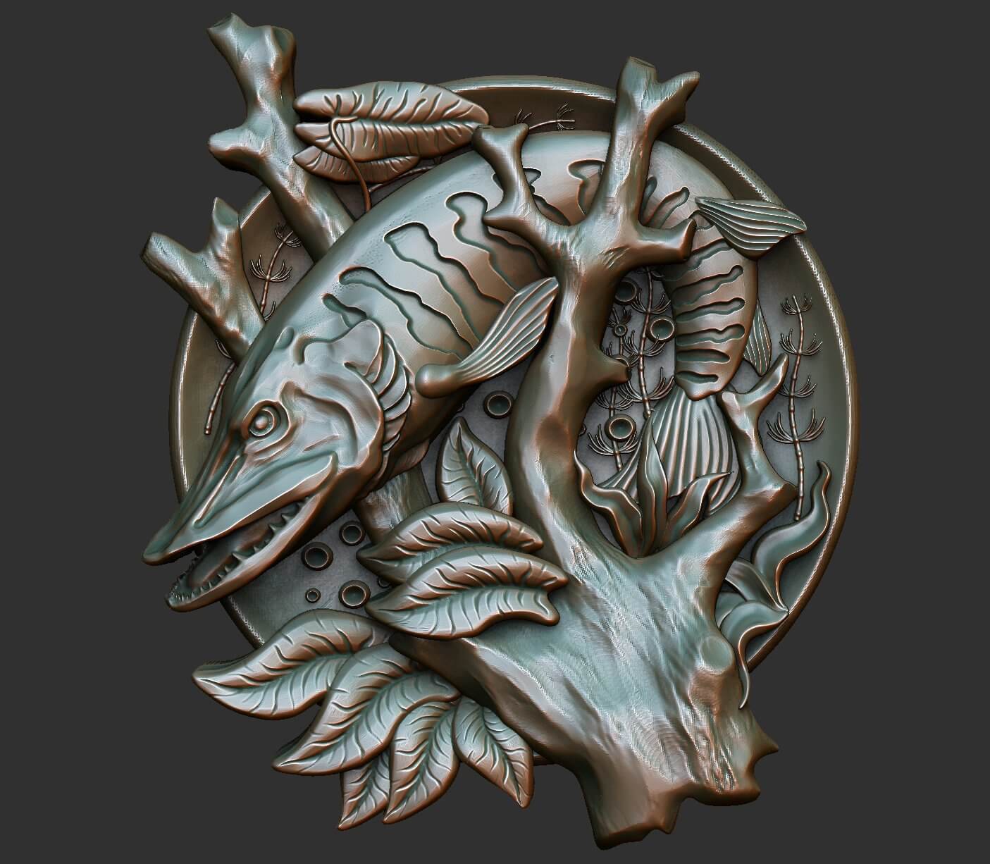 Pike Bas-relief 3D Print Model by JoFox