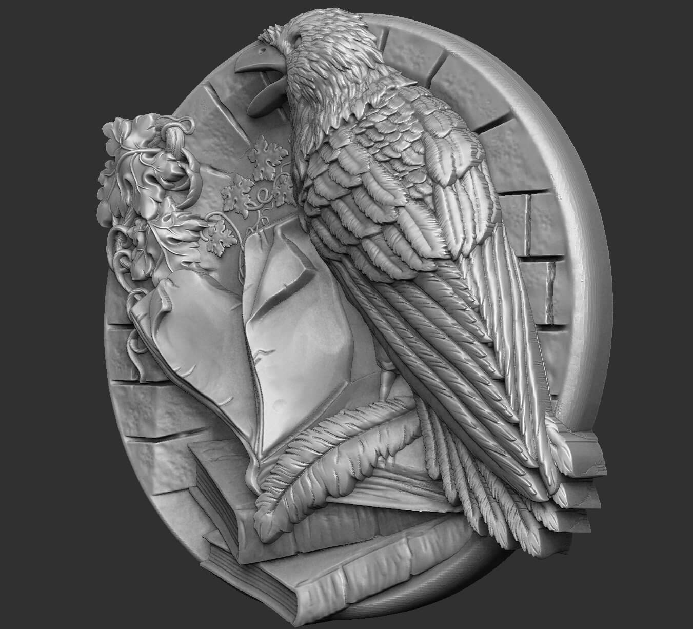 Raven Bas-Relief 3D Model by JoFox