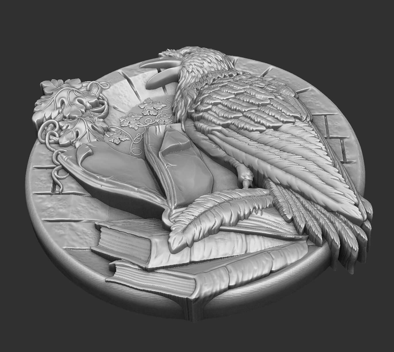 Raven Bas-Relief 3D Model by JoFox