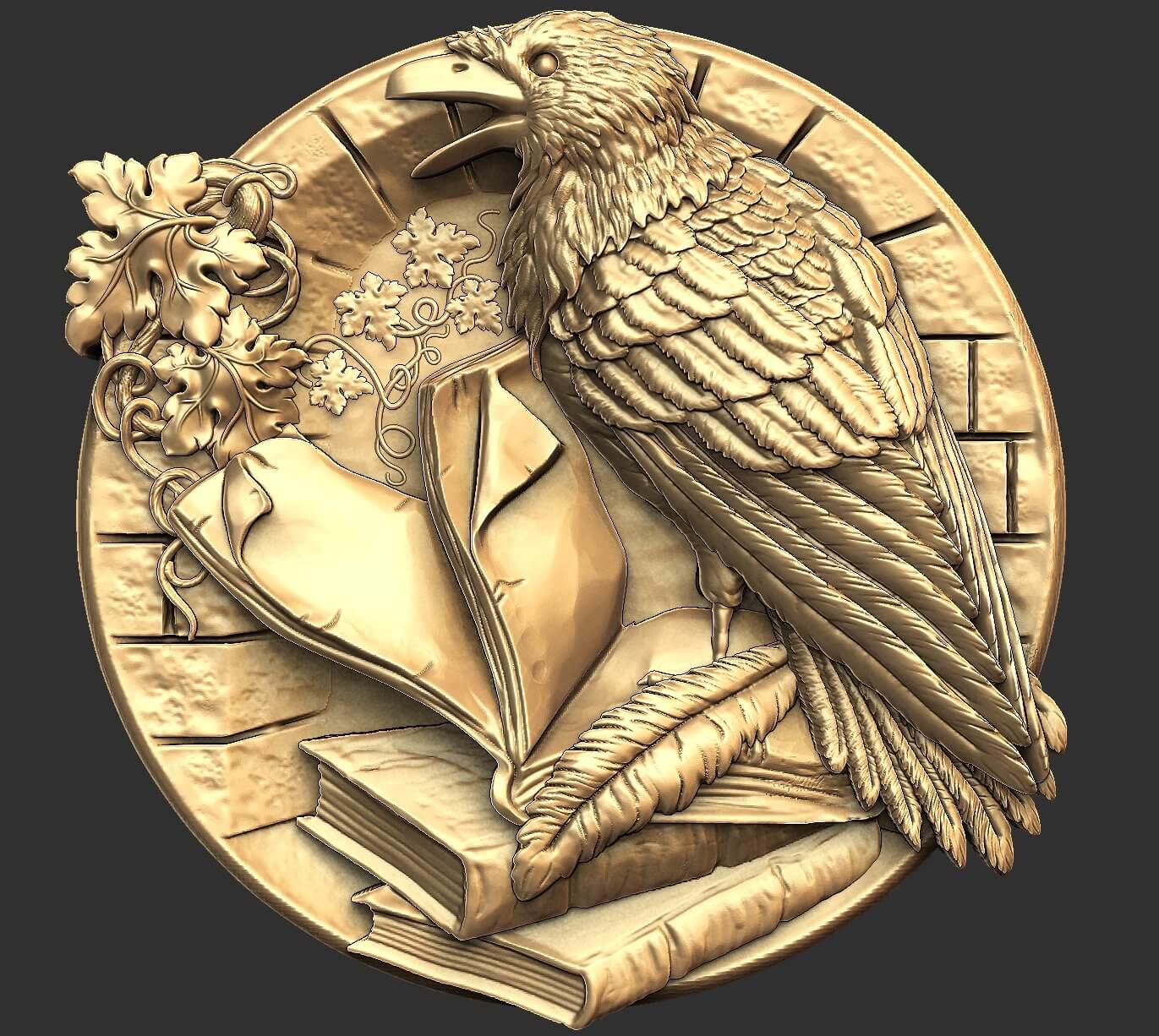 Raven Bas-Relief 3D Model by JoFox