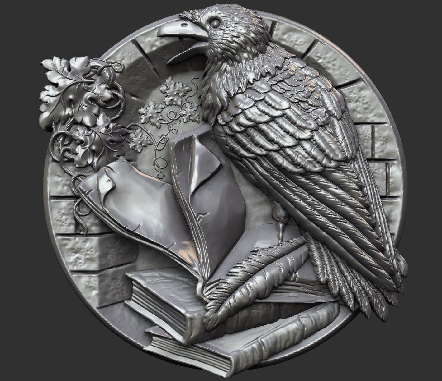 Raven Bas-Relief 3D Model by JoFox