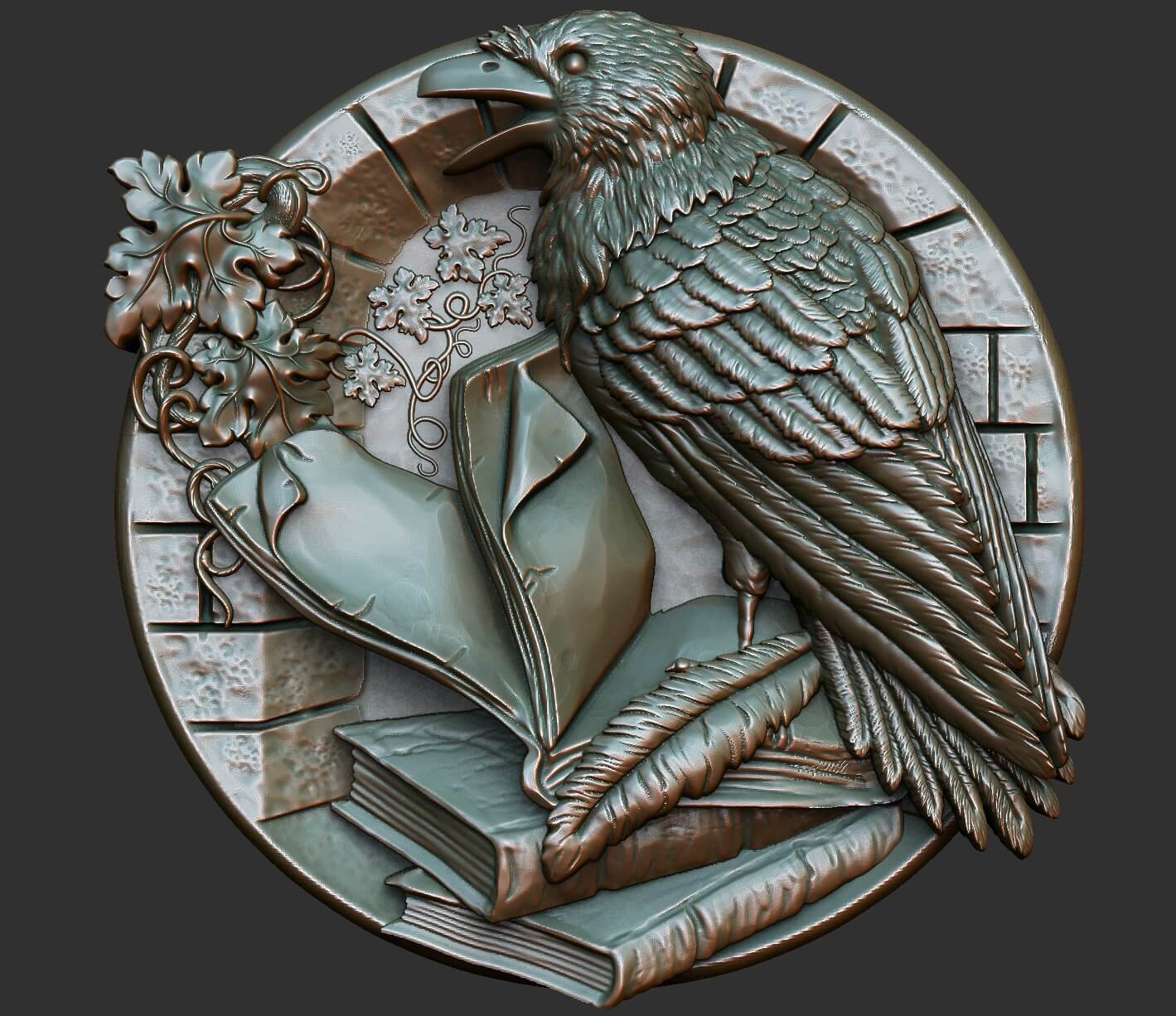 Raven Bas-Relief 3D Model by JoFox