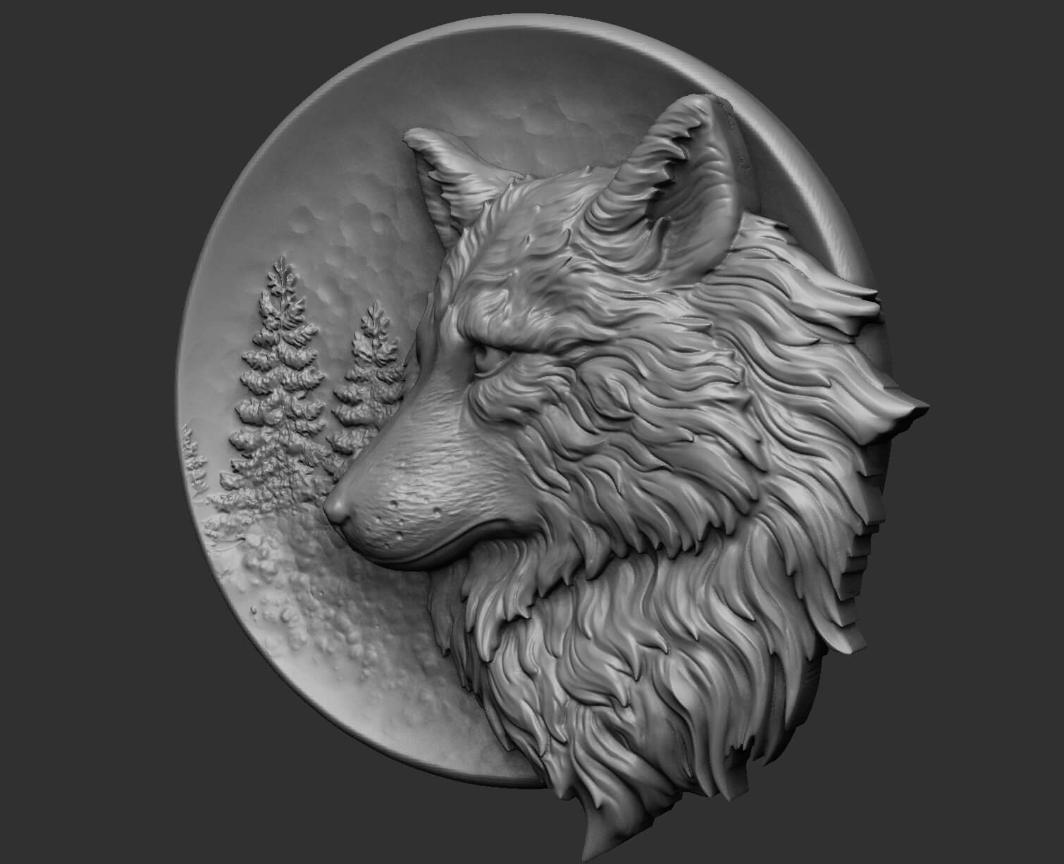 Wolf Bas-relief 3D Model by JoFox