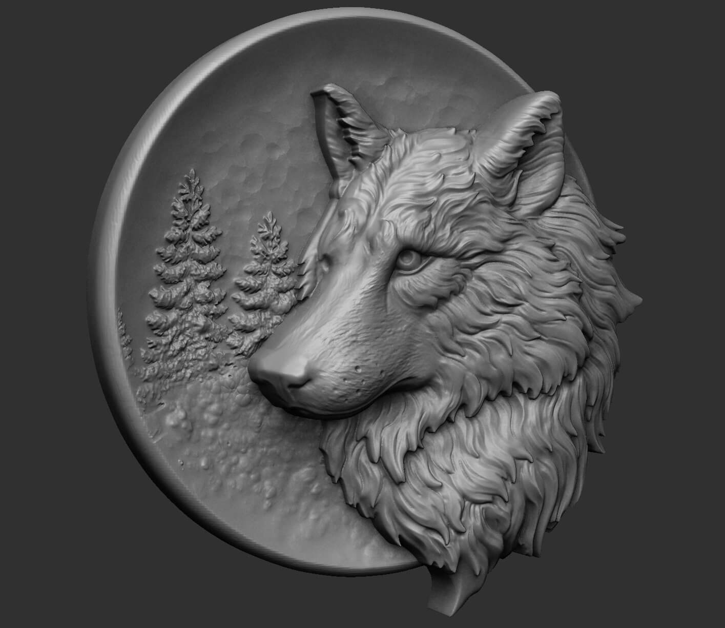 Wolf Bas-relief 3D Model by JoFox