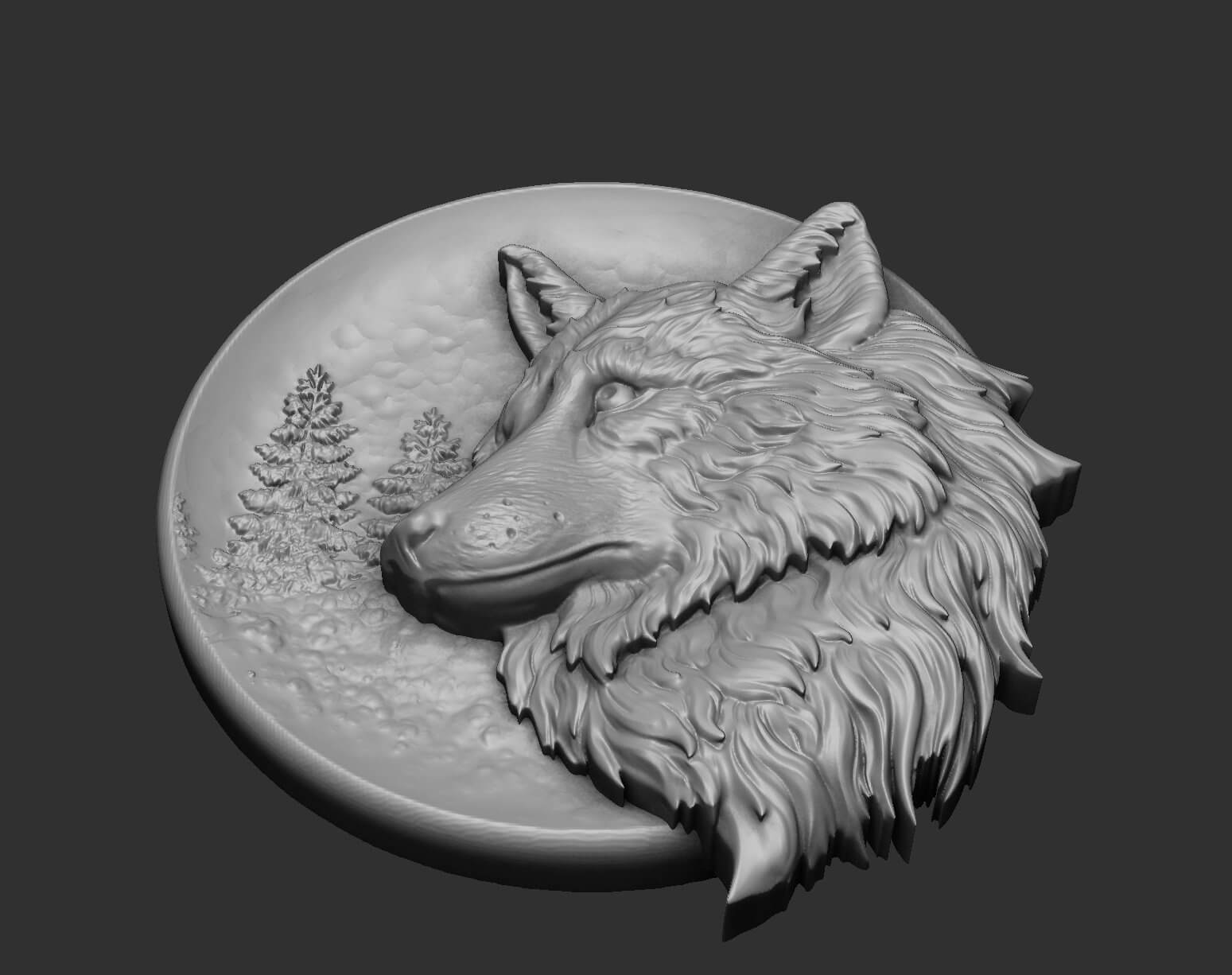 Wolf Bas-relief 3D Model by JoFox