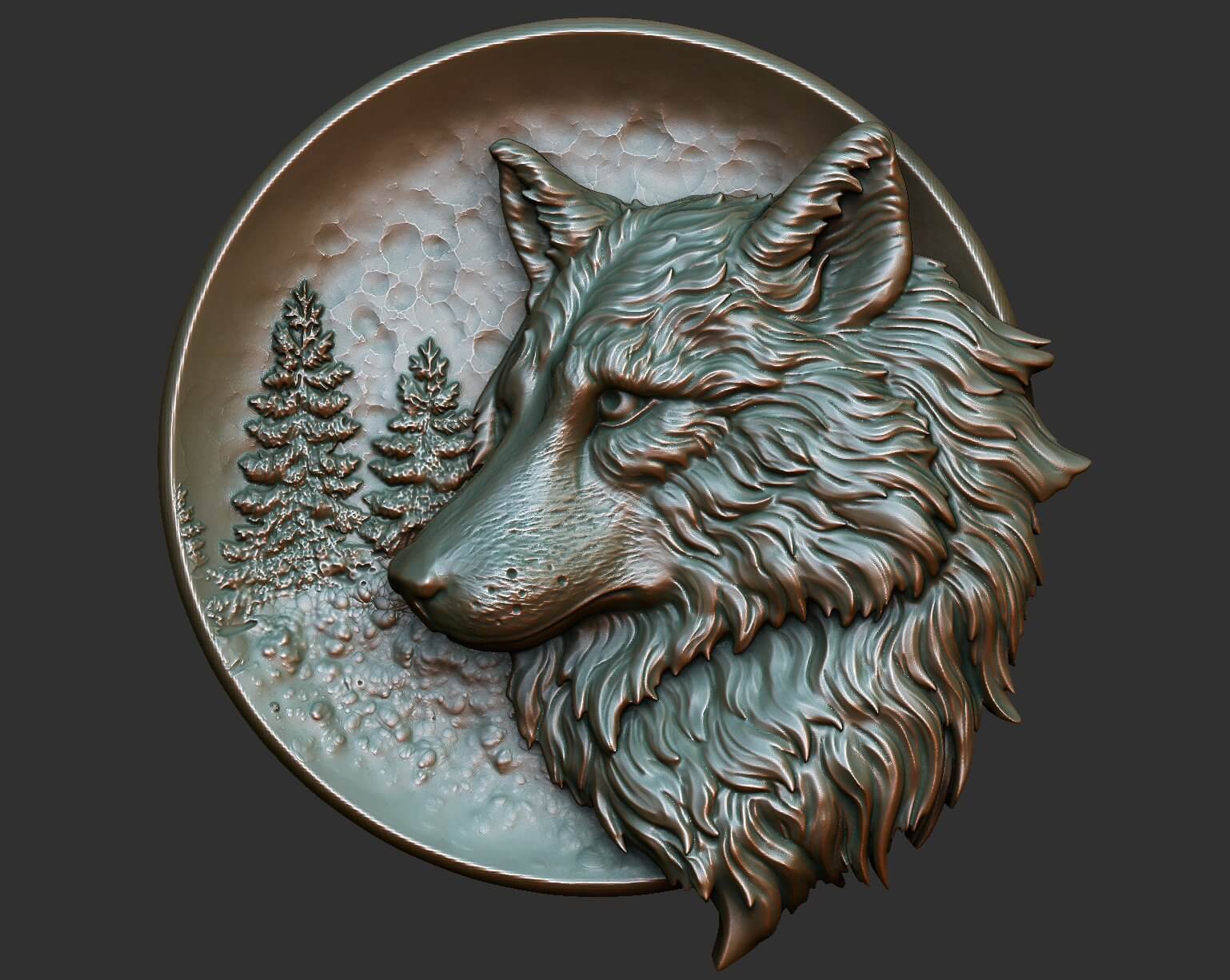 Wolf Bas-relief 3D Model by JoFox