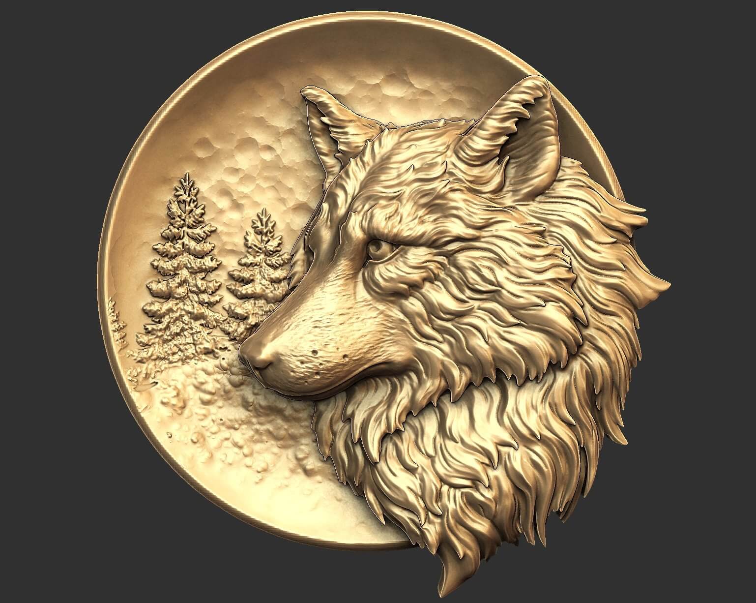 Wolf Bas-relief 3D Model by JoFox