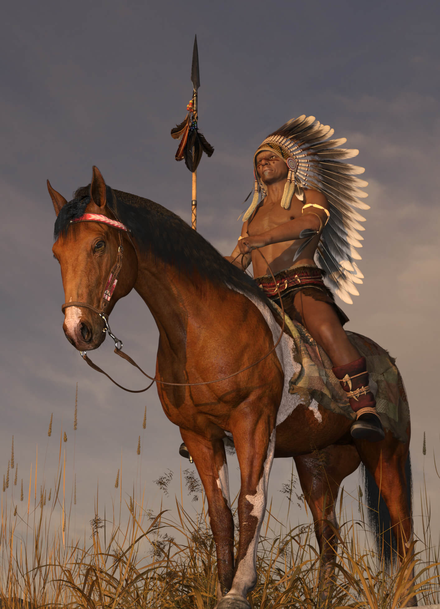 Native American 3D Render, Digital Art by johngr