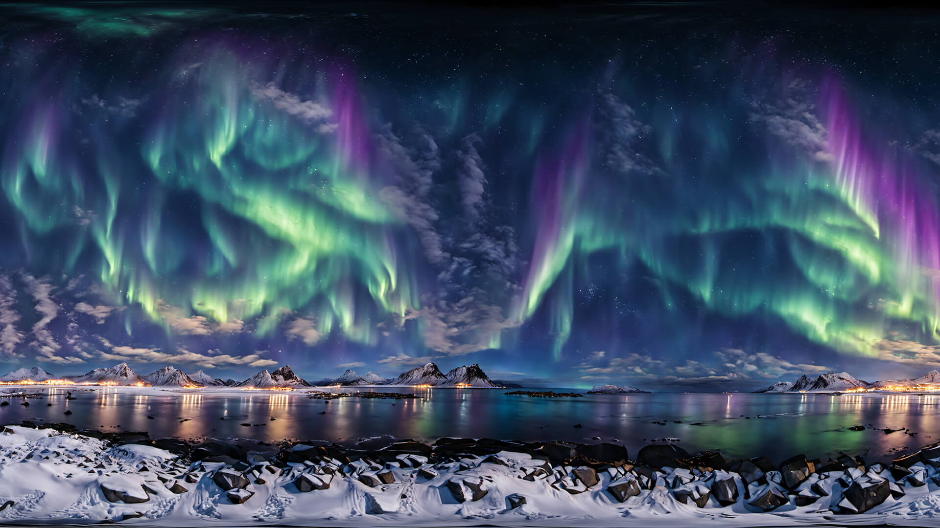 HDRI Aurora Borealis Equirectangular Panoramas 3D Render