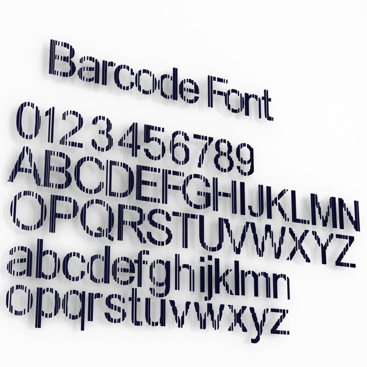 Barcode Font - 3D Model by JonRichardt