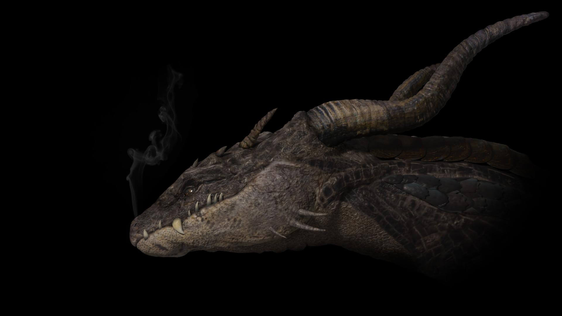 Dragon Head 3D Render, Digital Art by joshpurple