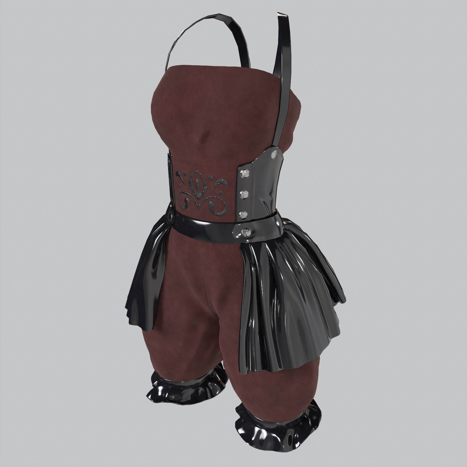 Gothic Lolita Brown Jumpsuit Dress With Bloomers Shorts - 3D Model by ...