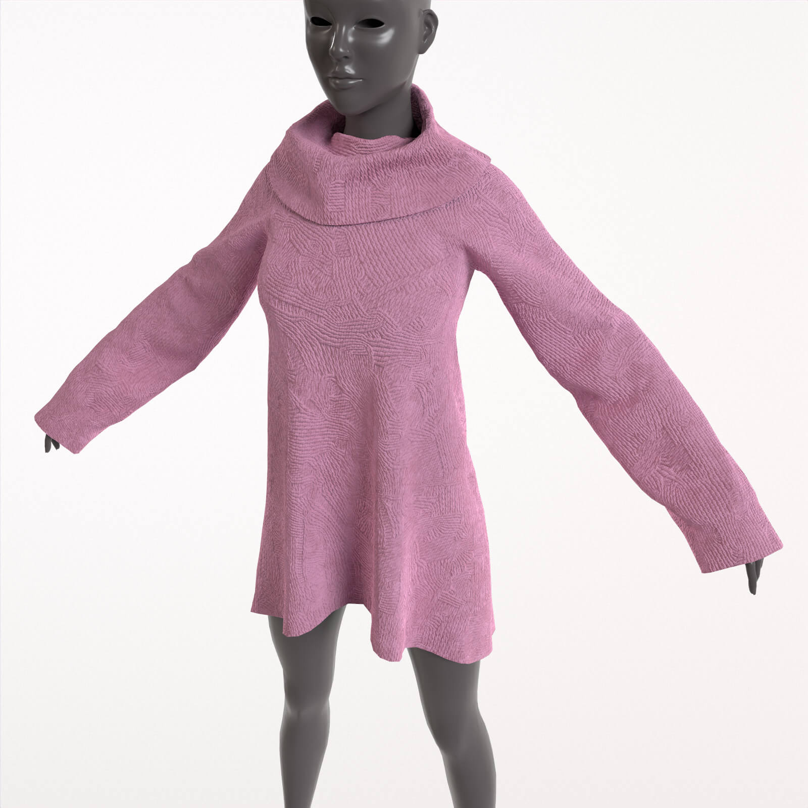 Oversize Female Pink Abstract Knitted Sweater - 3D Model by Joyhanka