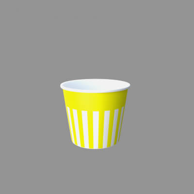 Empty Striped 02 Popcorn Tub Yellow - 3D Model by js3dcreative