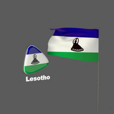 Lesotho Flag Icon - 3D Model by js3dcreative