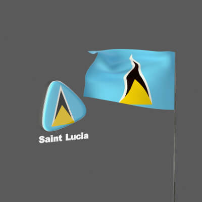 Saint Lucia Flag Icon - 3D Model by js3dcreative