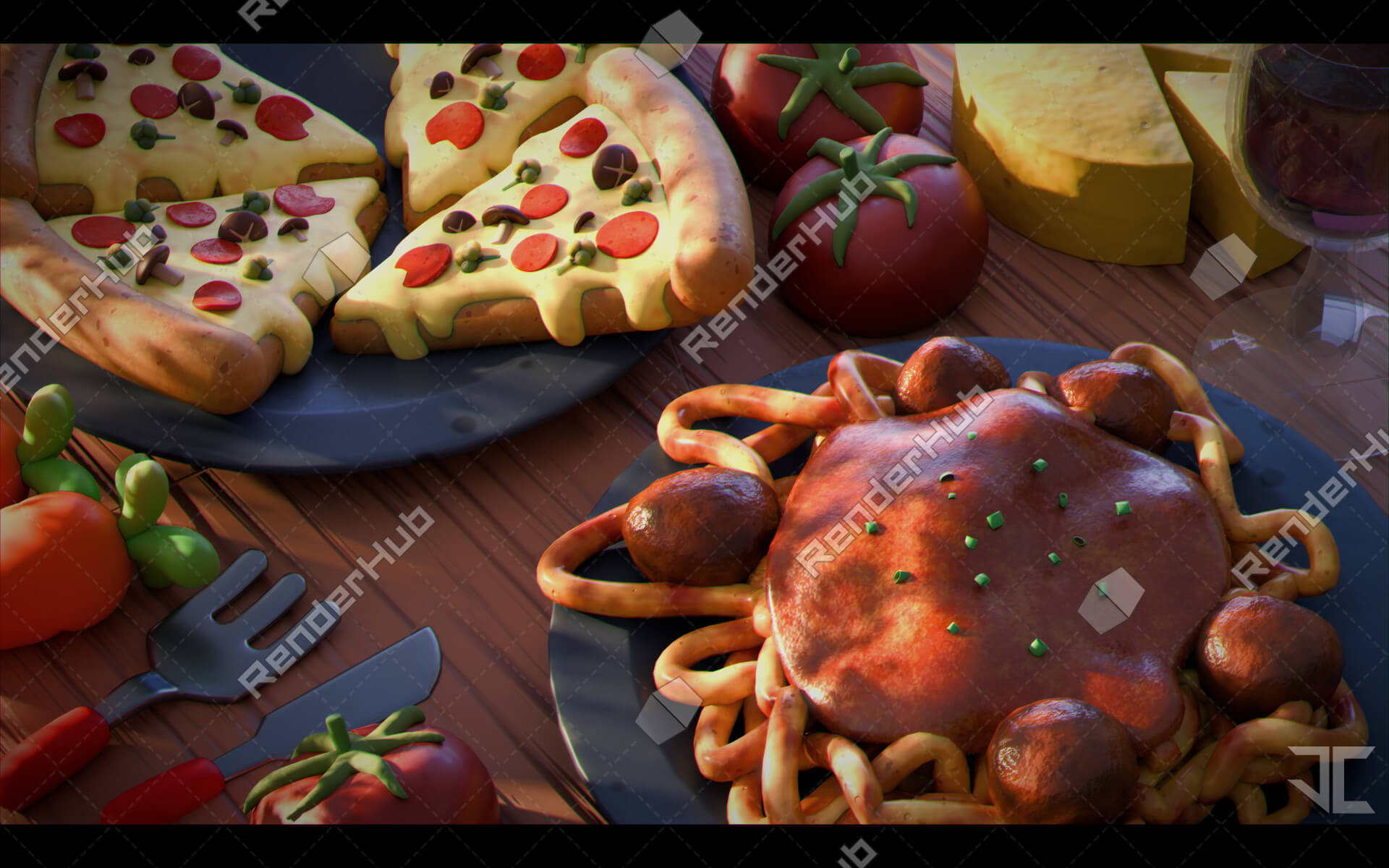 3D Stylized Toon Food Renders - Stock Image by JuanChee