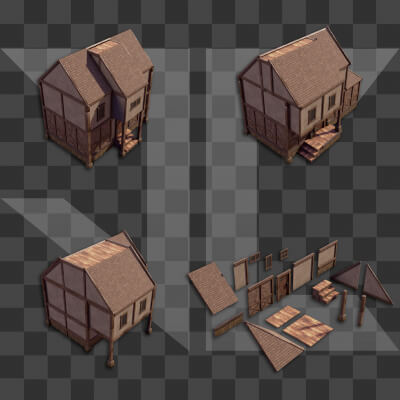 Asset Pack Vol 2 - Modular Medieval House 3D Model by JuanChee