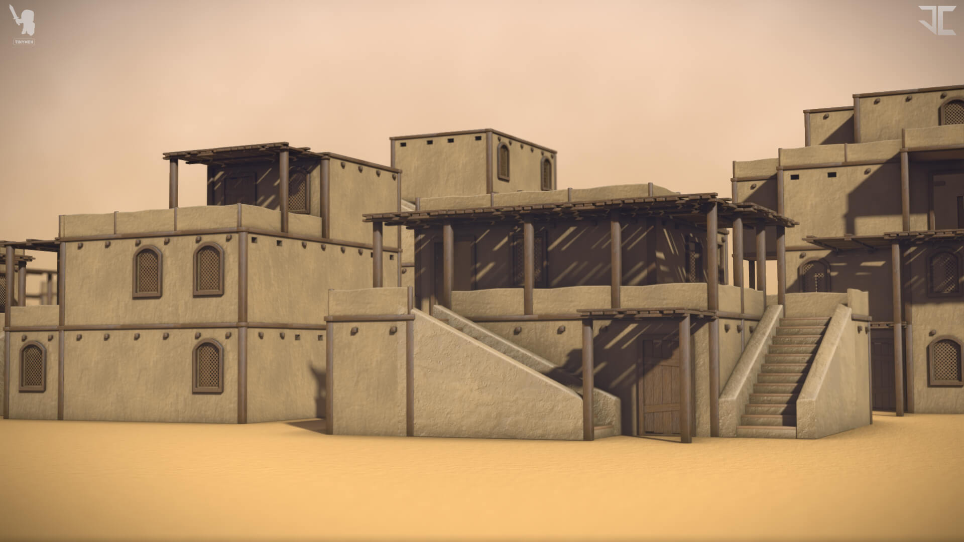 Asset Pack Vol 3 - Modular Desert Building 3D Model by JuanChee