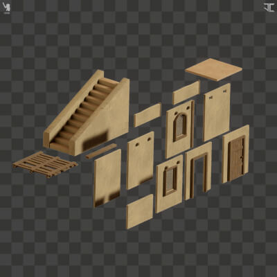 Asset Pack Vol 3 - Modular Desert Building 3D Model by JuanChee