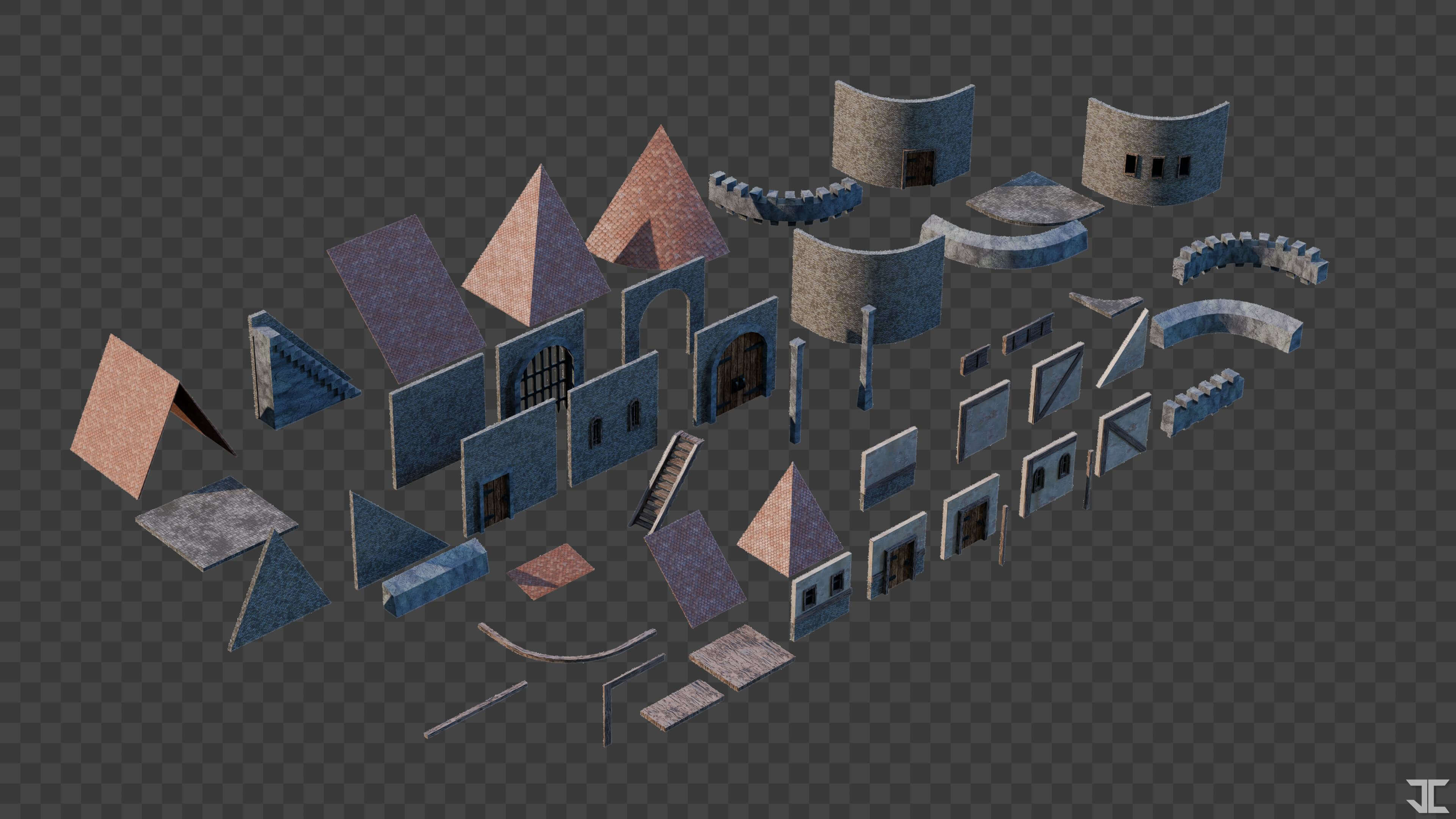 Asset Pack Vol 5 - Western Stone Castle 3D Model by JuanChee