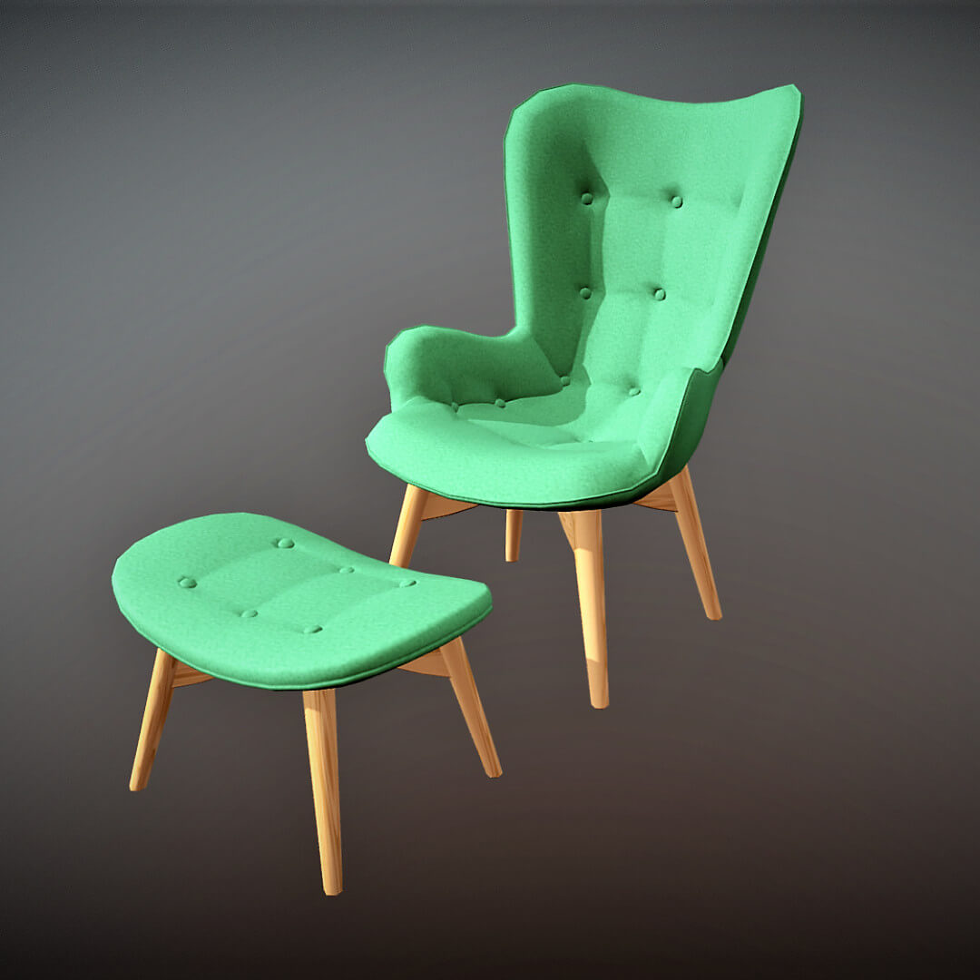 Armchair and Ottoman - 3D Model by Julia3dModeler