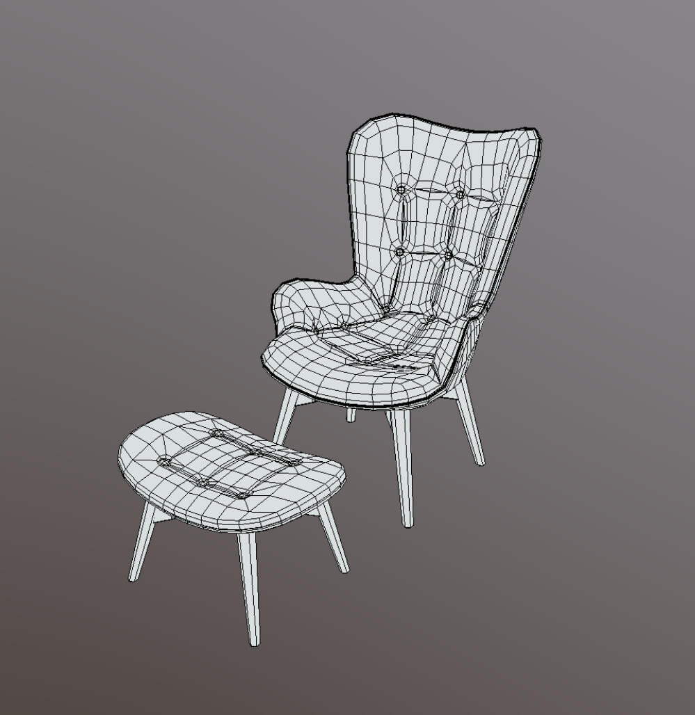 Armchair and Ottoman - 3D Model by Julia3dModeler