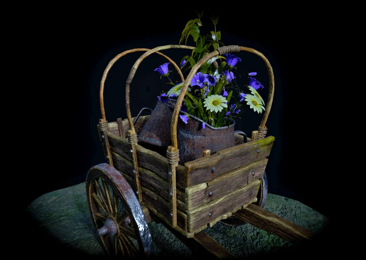 Cart With Flowers - 3D Model by Julia3dModeler