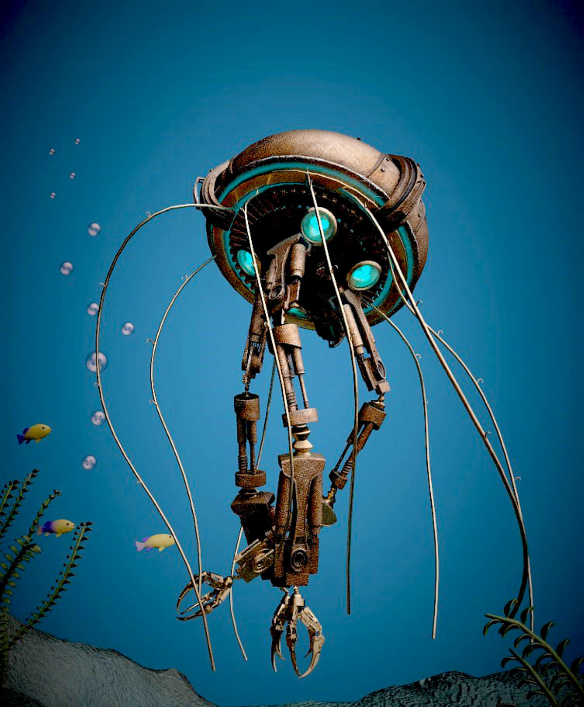Mechanical Jellyfish Steampunk - 3D Model by Julia3dModeler