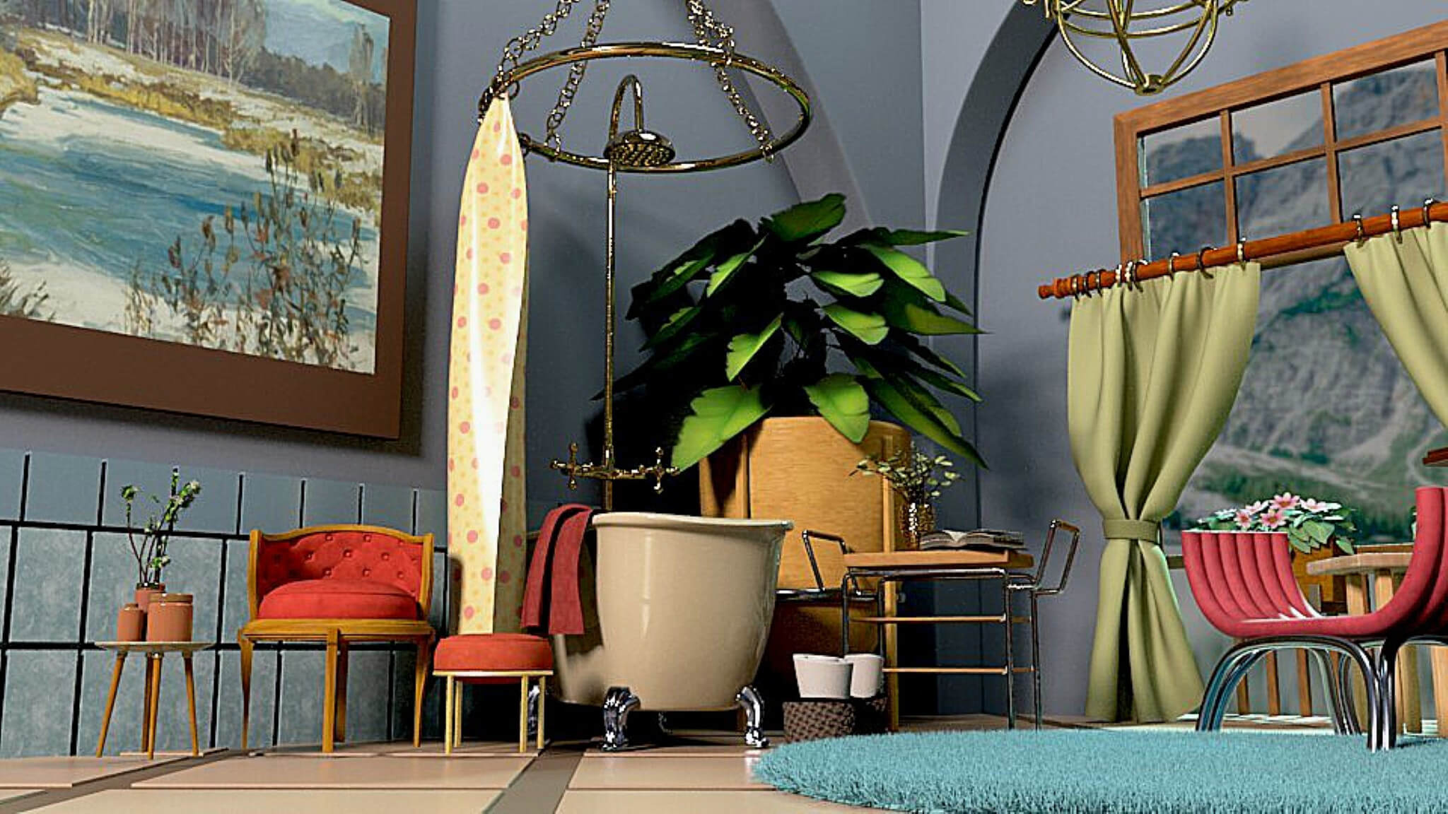 Stylized Interior Bathroom - 3D Model by Julia3dModeler